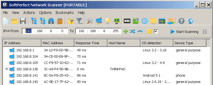 Detect device type and operating system - Network Scanner Help